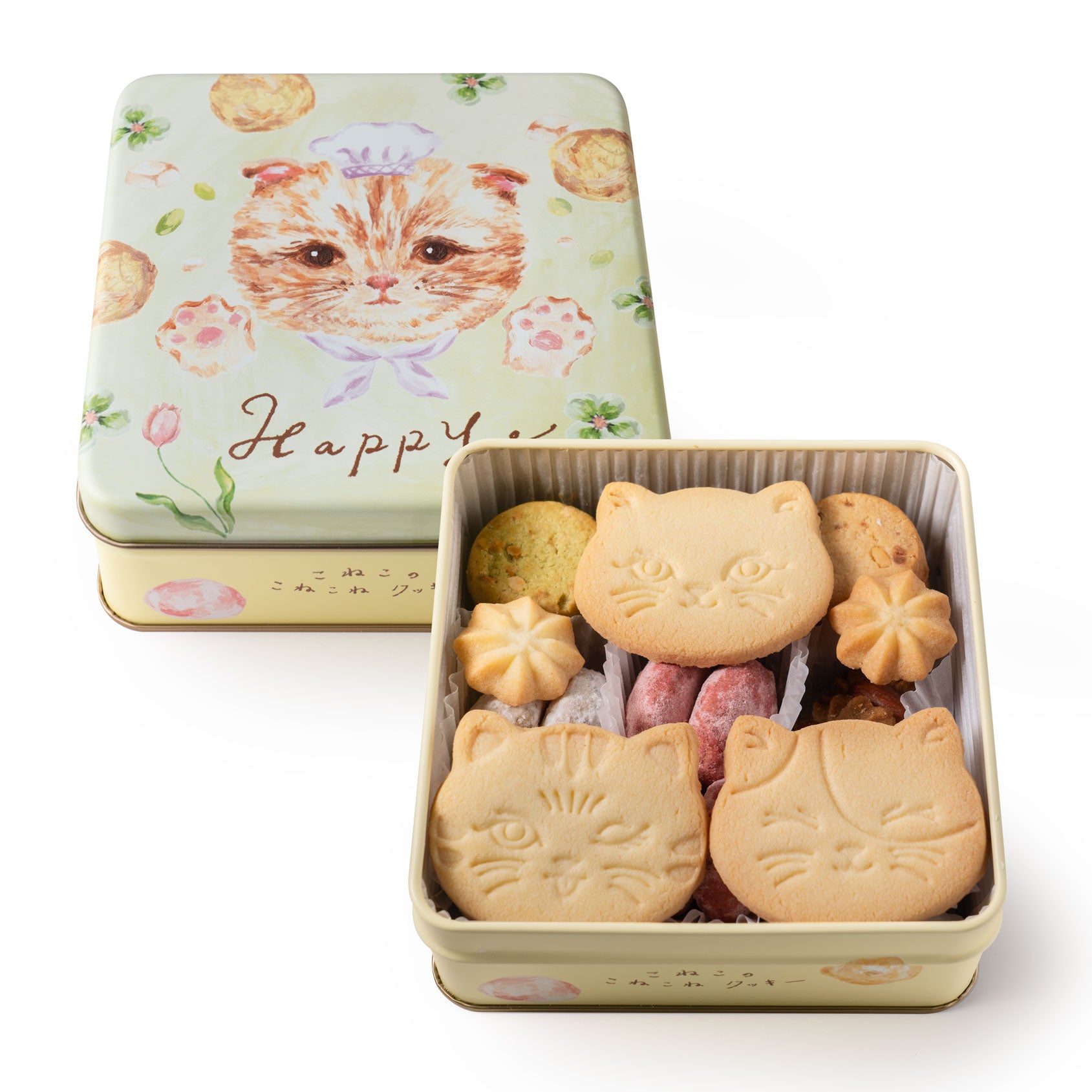 こねこのこねこねクッキー缶 Happy ｜DADACA Online Store